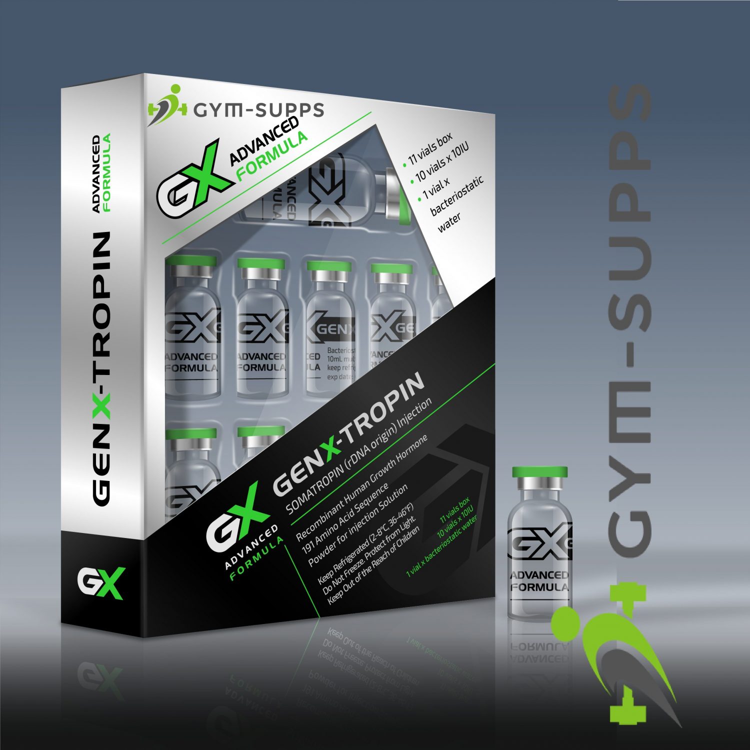 GX GENXTROPIN (GENX-TROPIN ) - HGH, BACTERIOSTATIC WATER (100 iu) | Gym ...