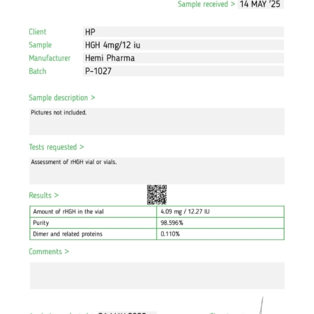 HEMI PHARMA - HGH 12iu vial | Gym Supps | UK Fitness & Supplement Store